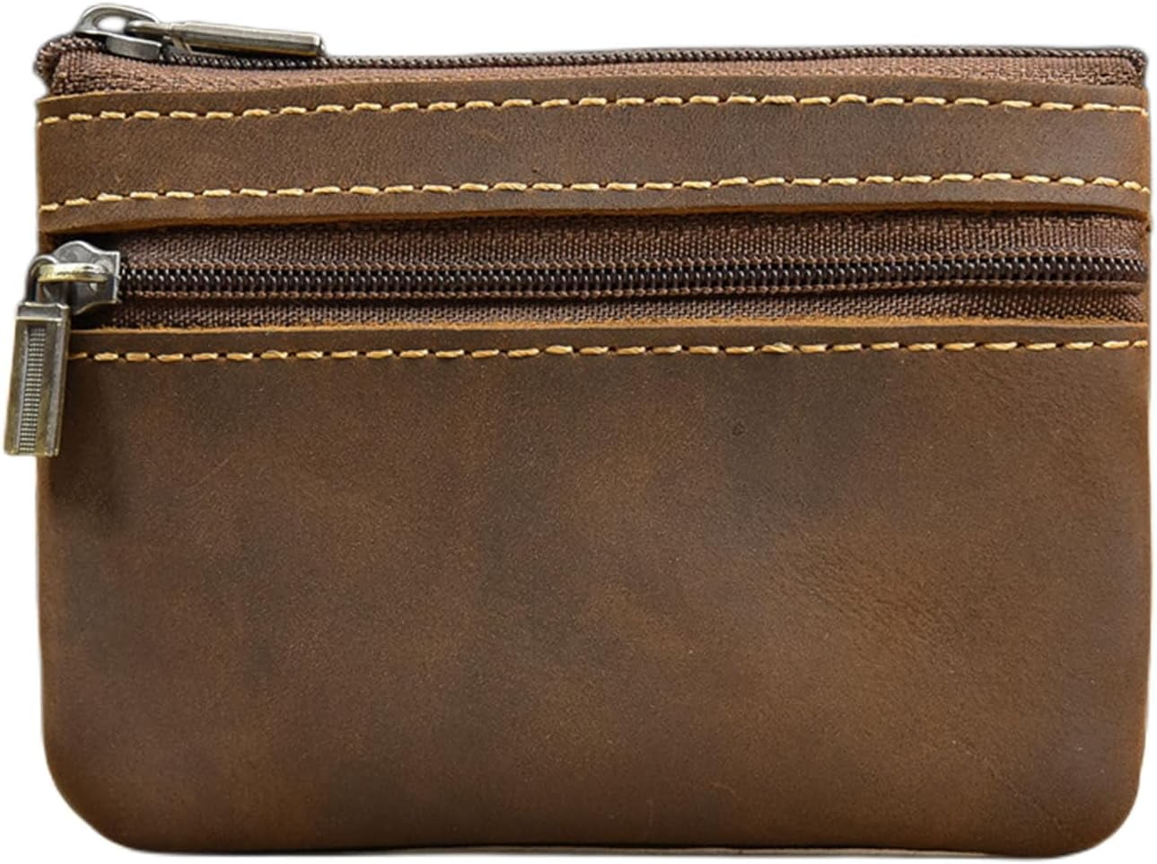 Crazy horse leather coin purse retro leather small purse cowhide zipper ...