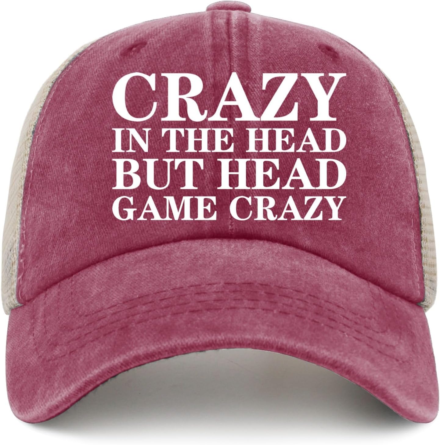 Crazy in The Head BUT Head Game Crazy Trucker Hat Women Trendy Mesh Cap ...