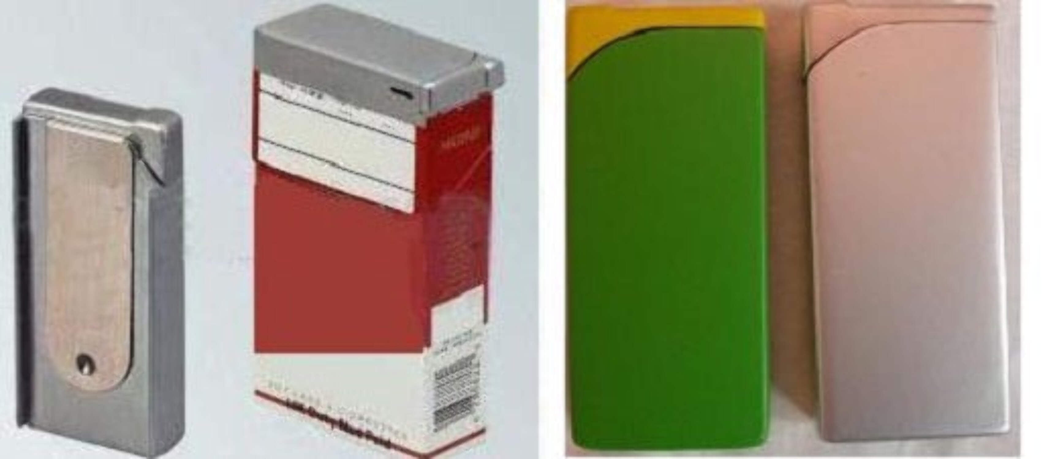 CrazyCoolBuys 2Pc Silver Green Cigarette Pack Clip On Butane Refillable ...