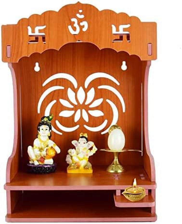 CrazyInk Wooden Readymade Wall Hanging Puja Temple for Home God Stand ...