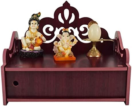 CrazyInk Wooden Readymade Wall Hanging Puja Temple for Home God Stand ...