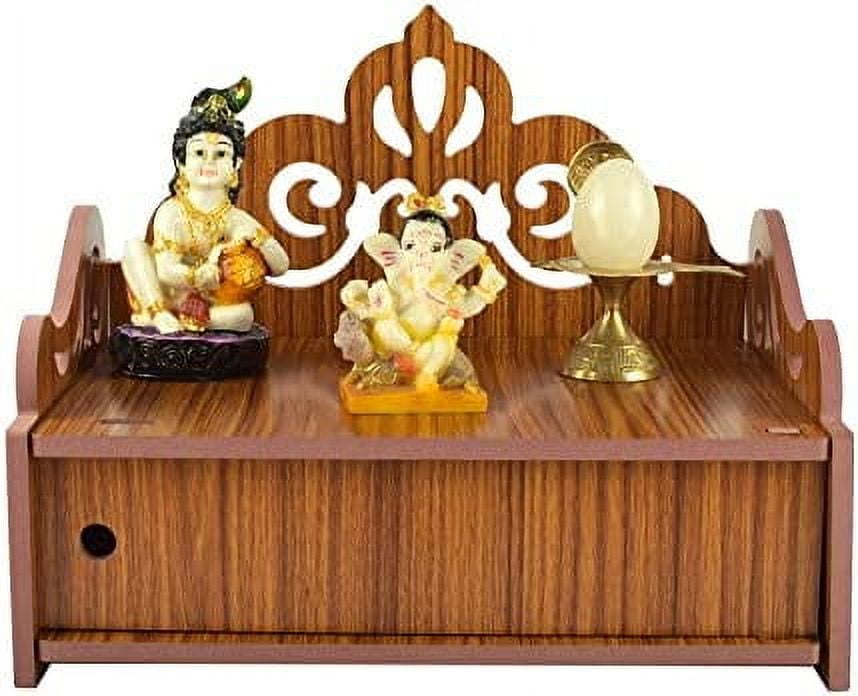 CrazyInk Wooden Readymade Wall Hanging Puja Temple for Home God Stand ...