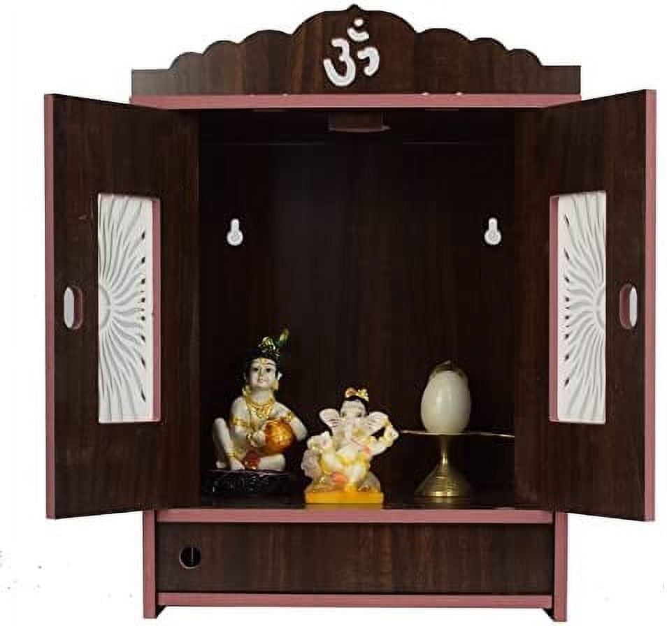 CrazyInk Wooden Readymade Wall Hanging Puja Temple for Home God Stand ...