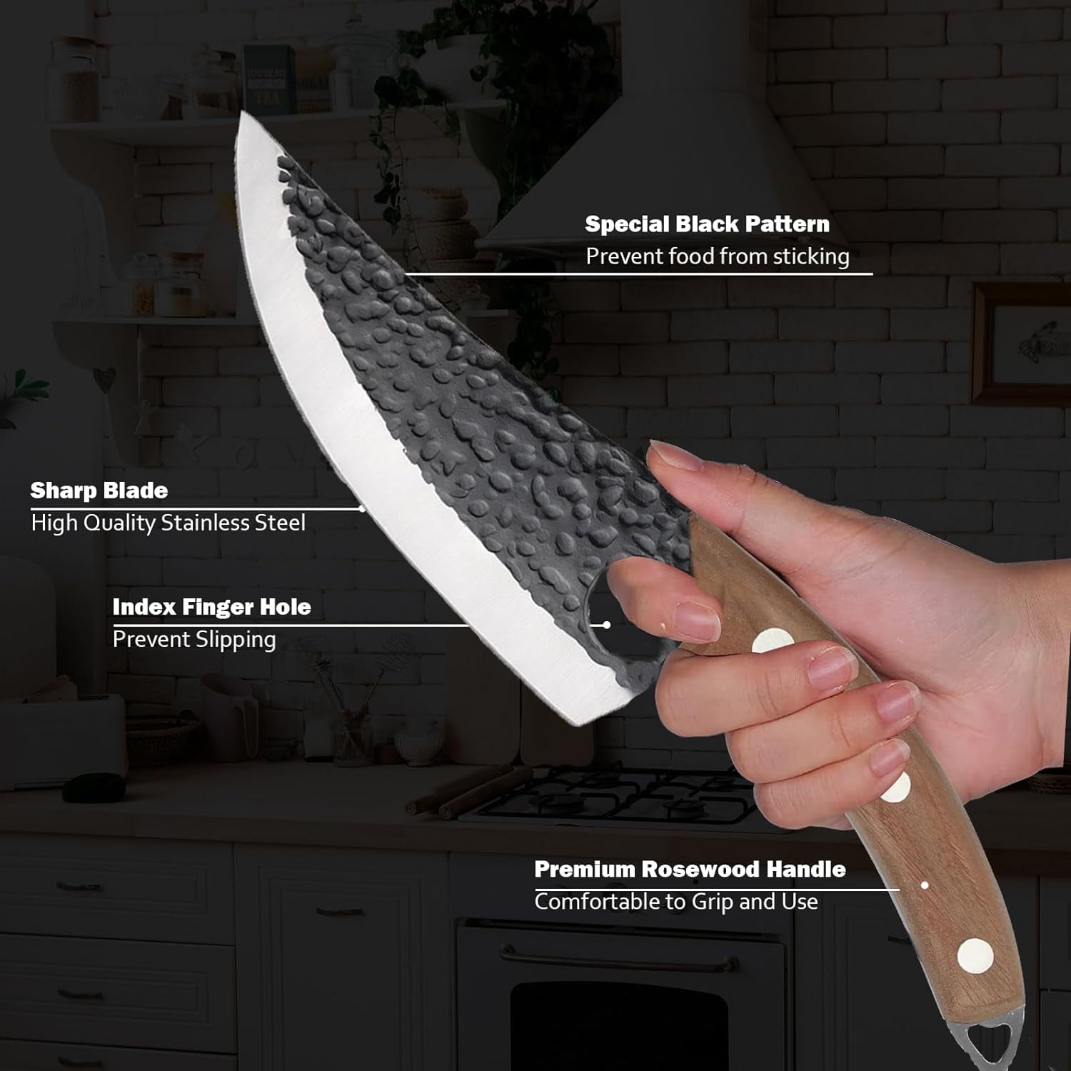 Crazybeat Hand-Forged Full Tang Boning Knife - Meat Cleaver for Kitchen ...