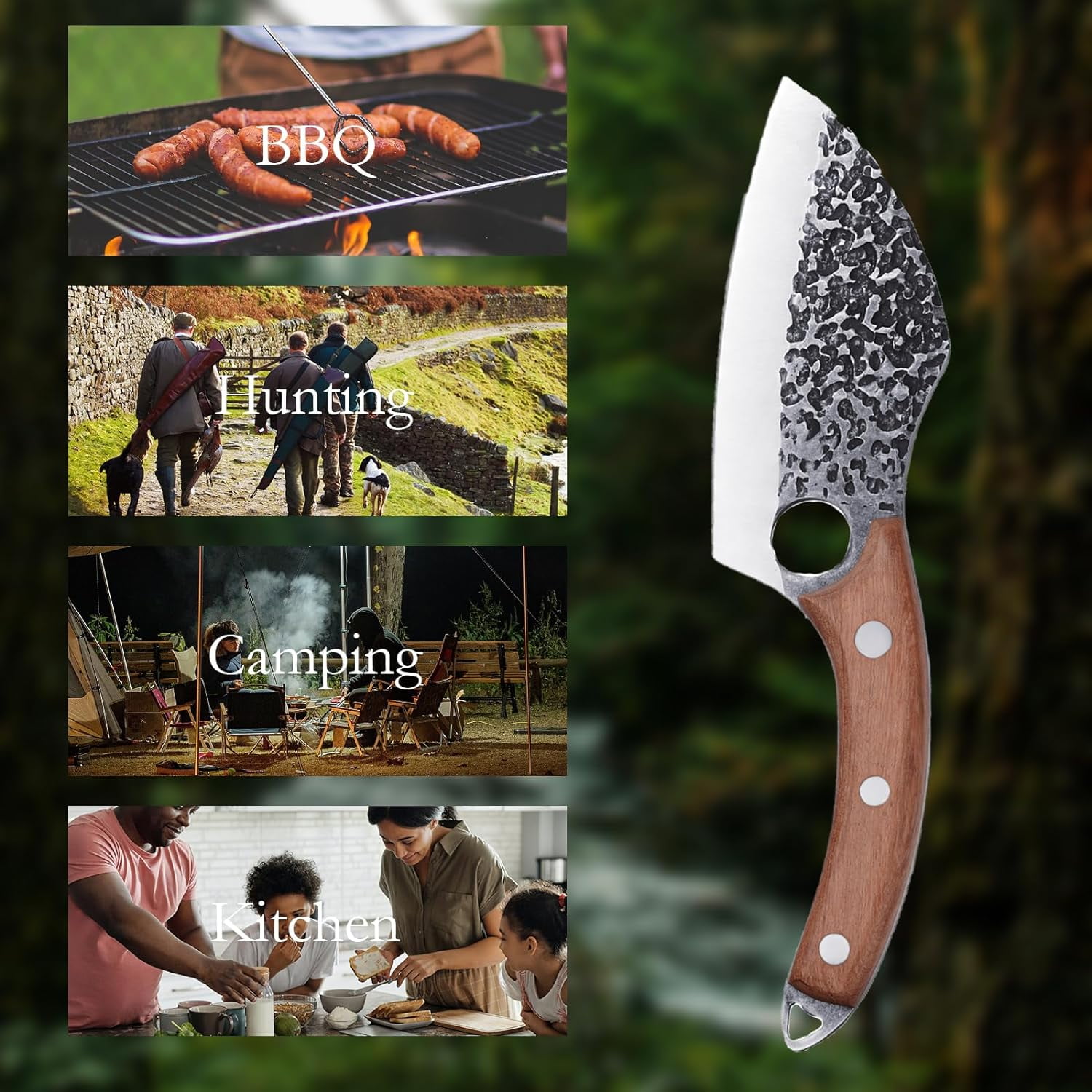 Crazybeat Viking Knives Hand Forged Boning Knife Full Tang Meat Cleaver ...