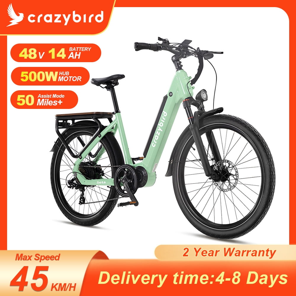 Crazybird Electric Bike for Adults 500W Motor Peak E-bike 48V/14 Ah Removable Battery Electric ...