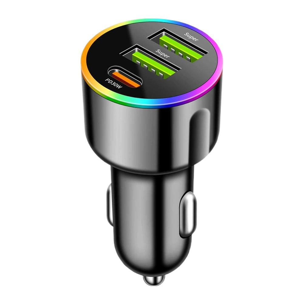 Crazyview 60W Dual Port Fast Car Charger with 7-Color LED Ambient Light ...