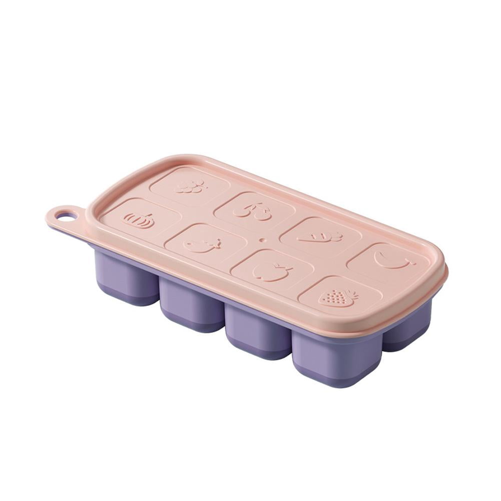 Crazyview Pink Purple - 8 Grid Creative Ice Tray With Lid Baby Mold Ice ...