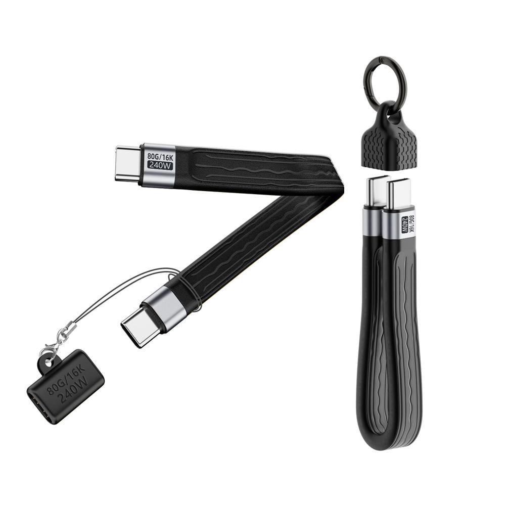 Crazyview USB4 Flat Cable 80Gbps & 240W PD Fast Charging, 16K@60Hz Video with Adapter, Short 13 ...