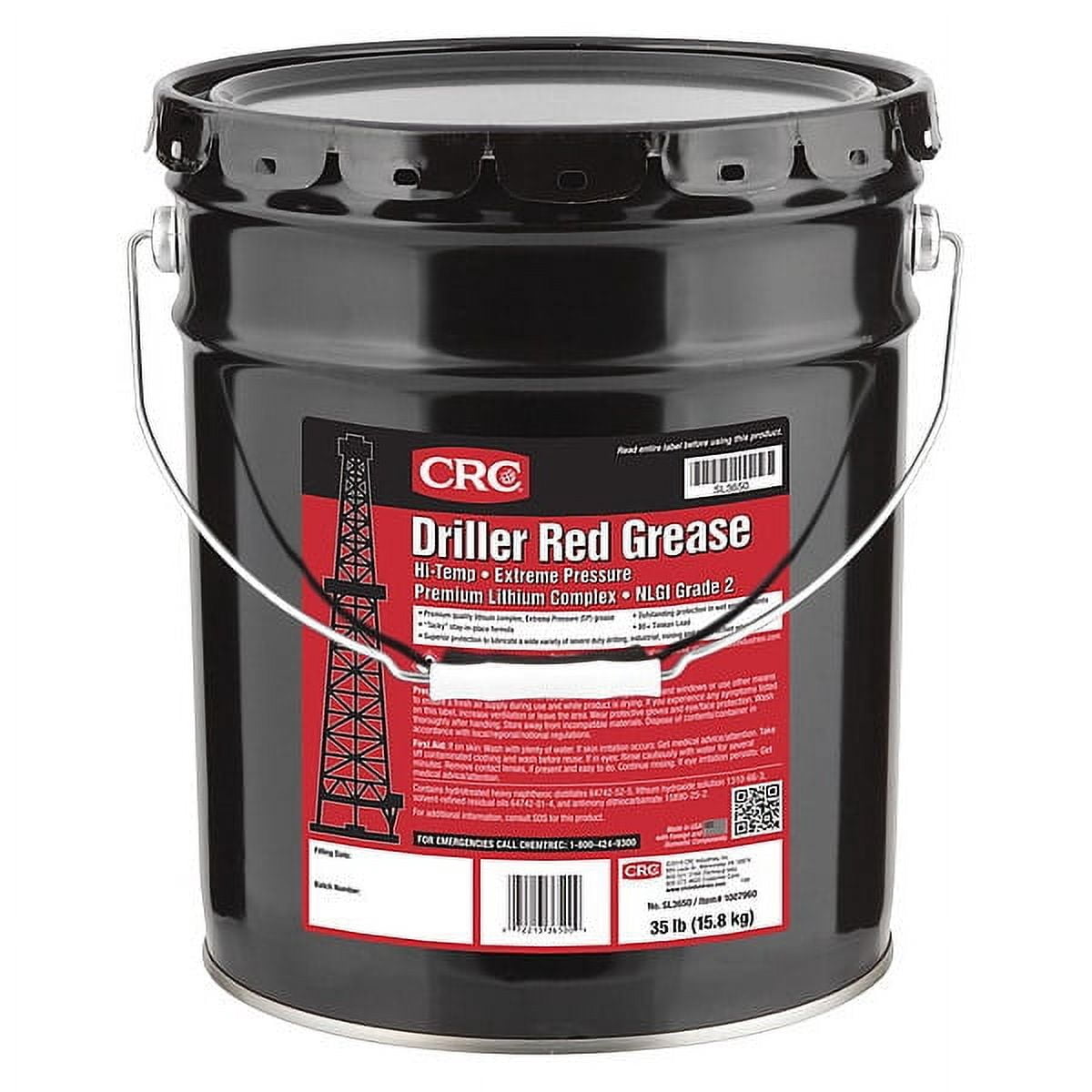 Crc Driller Red Grease Ext Pressure, 35 lb., 35 lb, Pail, Red SL3650 ...