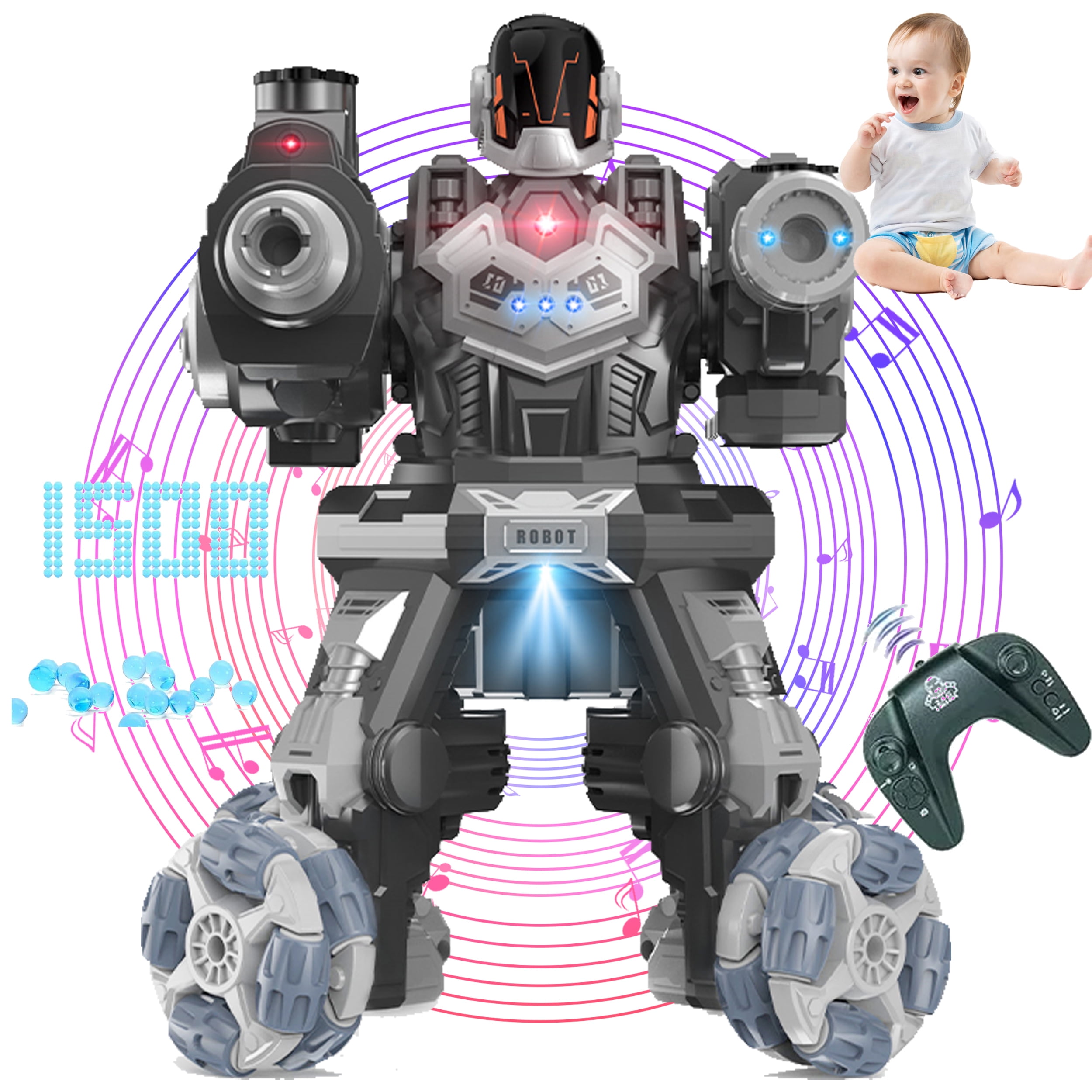 Cre-Heaven 2.4G Rc Stunt Car With Lights Spray,Remote Control Robot ...