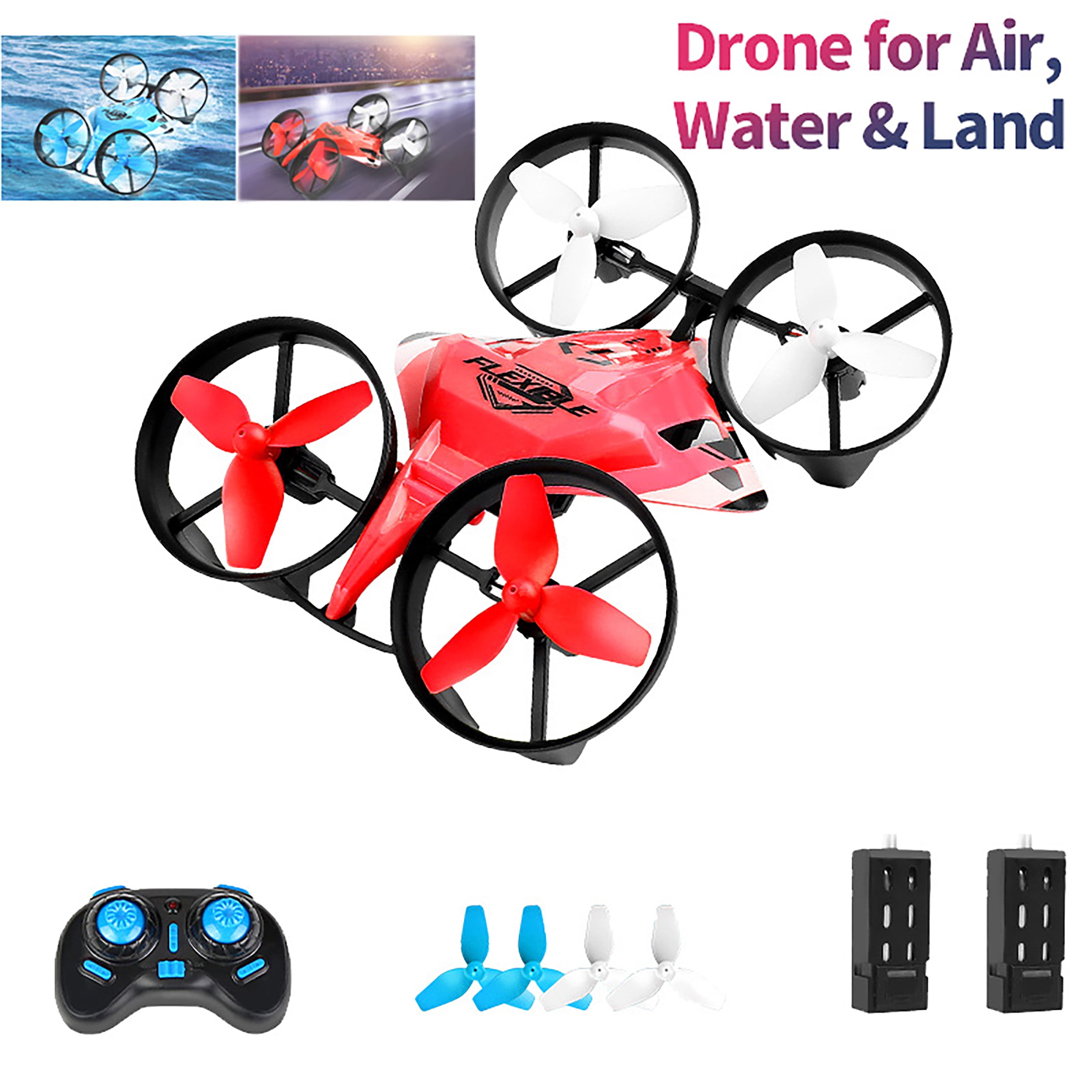 Cre-Heaven Rc Drones for Kids,3-in-1 Mini Drones for Air,Water&Land ...