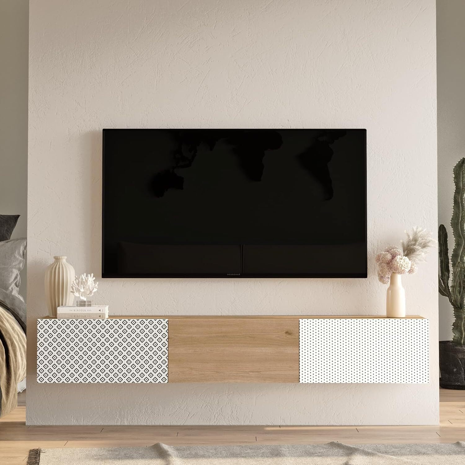 Crea TV Unit Floating Entertainment Center Console with Storage with UV ...