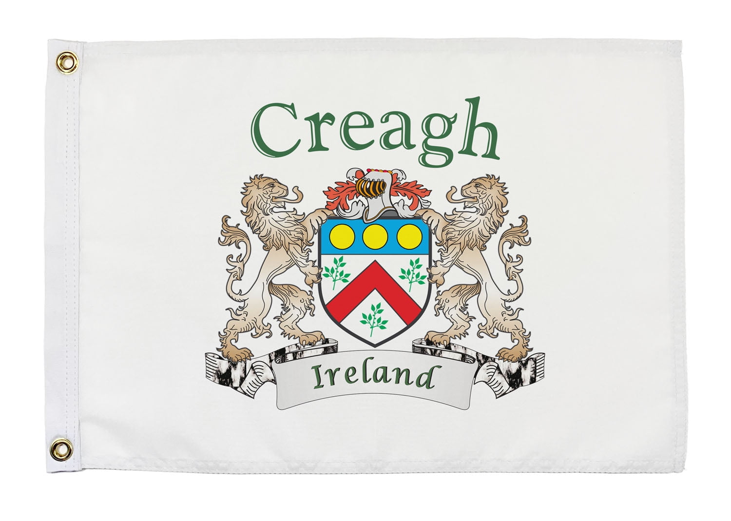Creagh Irish Coat of Arms Small White Flag - 16"x10.5" inches - Walmart.com
