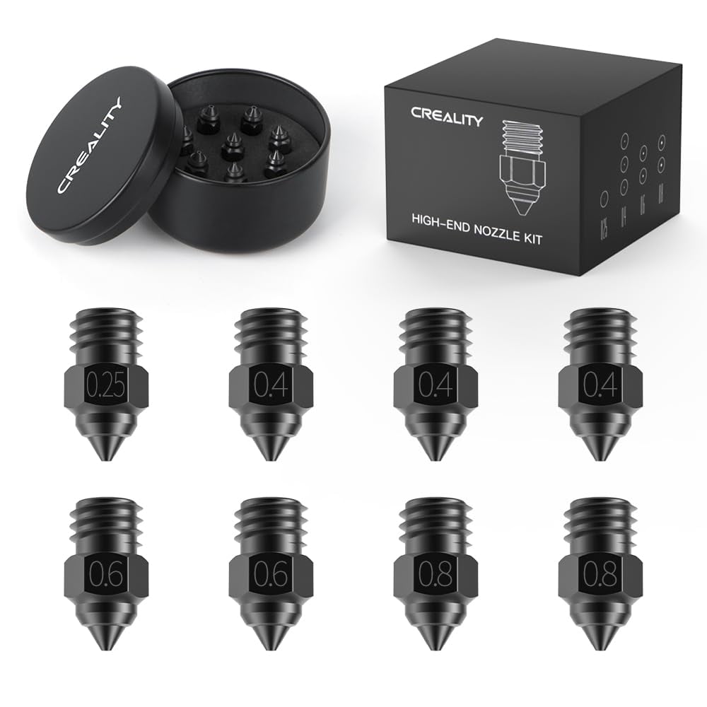 Creality 8PCS High-end Hardened Steel Nozzle Kit, 0.25, 0.4, 0.6, 0.8mm ...
