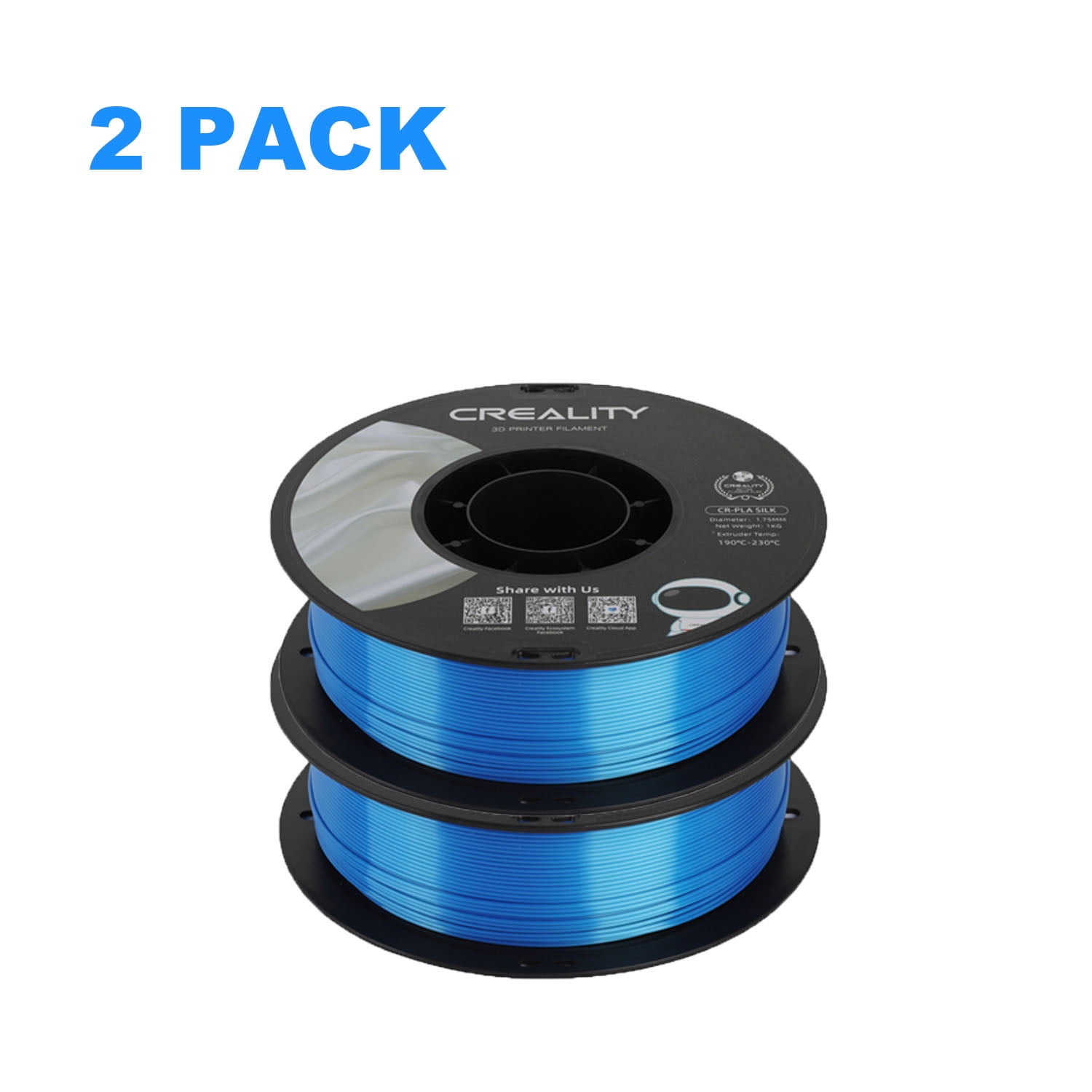 Creality Official 3D Printer Filament 2 Packs 1.75mm Silk PLA Filament ...