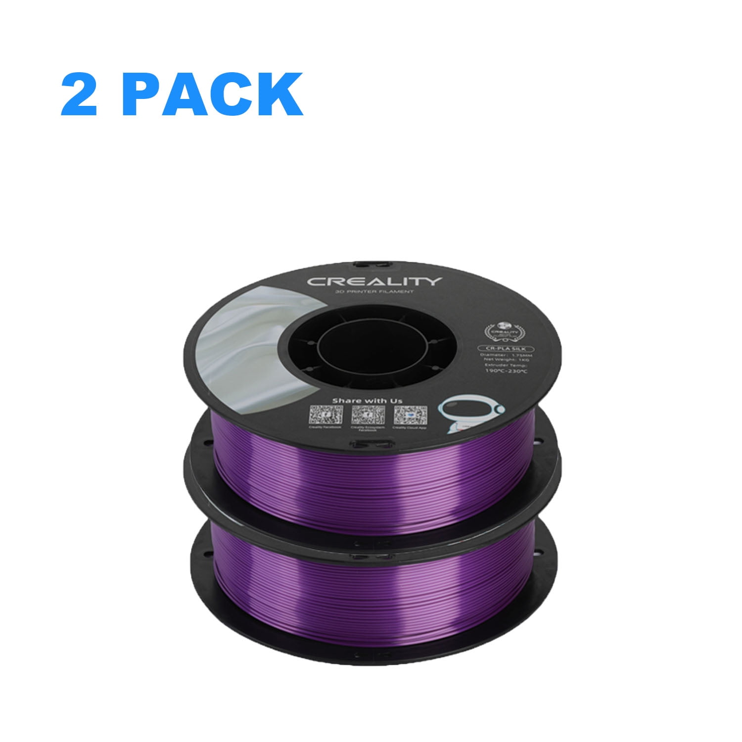 Creality Official 3D Printer Filament 2 Packs 1.75mm Silk PLA Filament ...