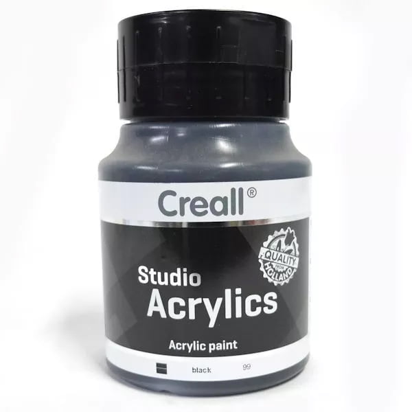 Creall Studio Acrylics, Acrylic Paint 500 ml, 99 Black - Walmart.com