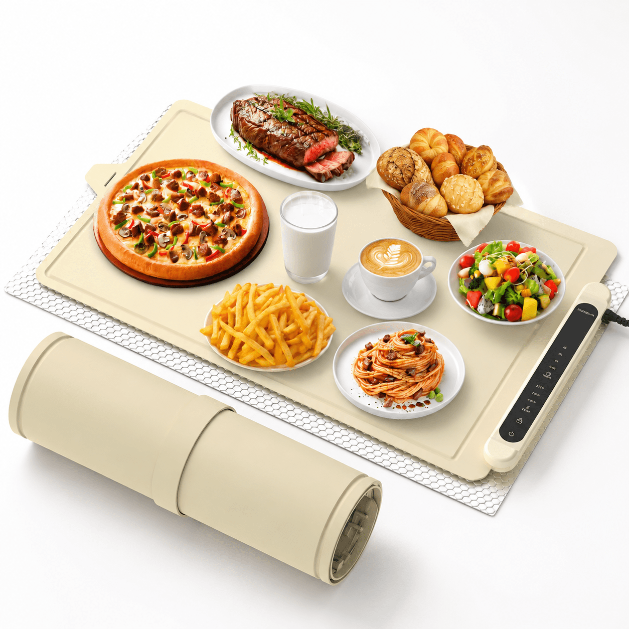 Cream 24 X 16 Inch Electric Silicone Food Warmer Tray With Adjustable ...