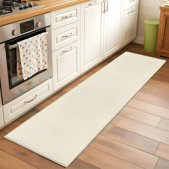 Cream 2x6 Kitchen Runner Rug, Farmhouse Solid Beige Color Modern Art ...