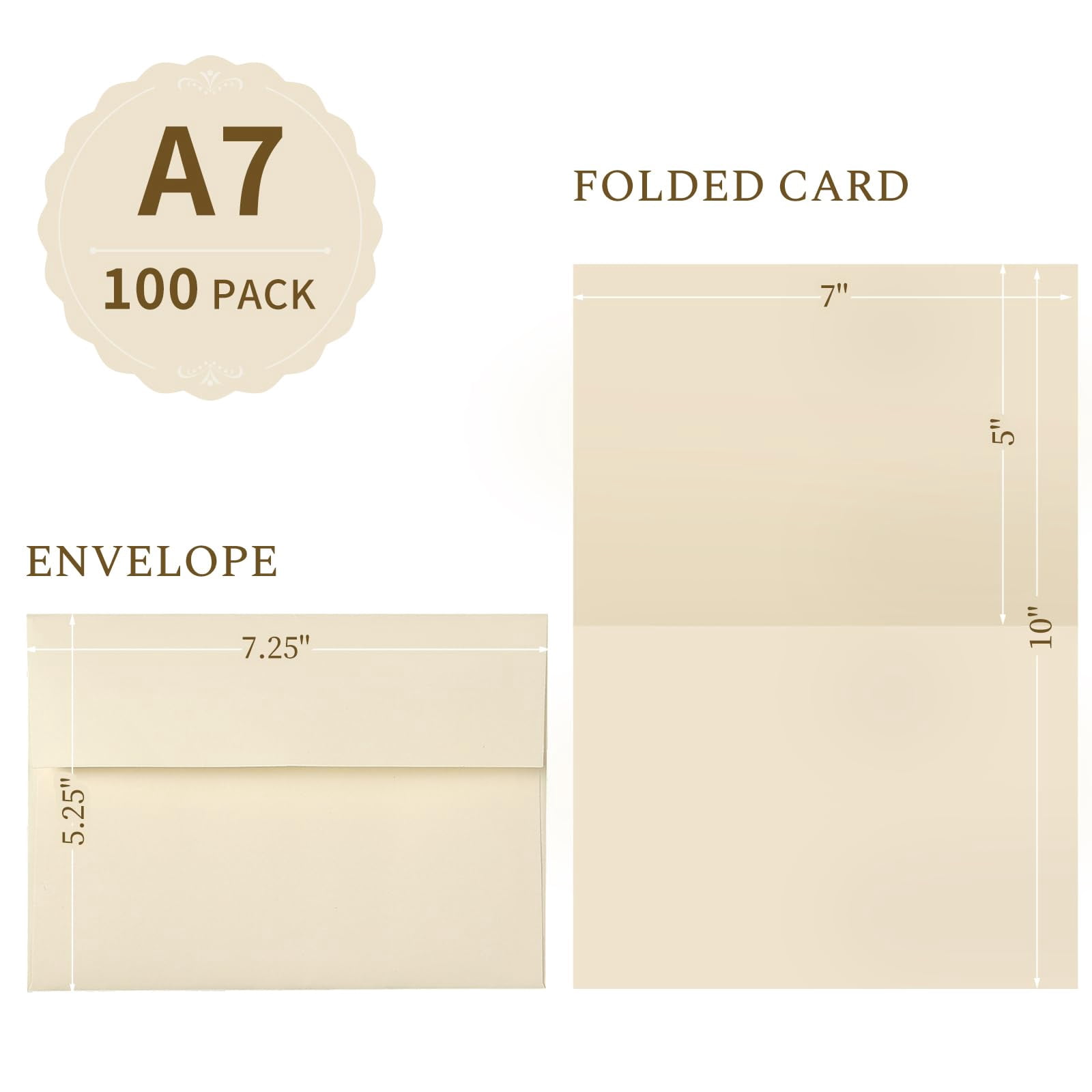 Cream A7 5x7 Blank Note Cards and Envelopes Set for Invitations and ...