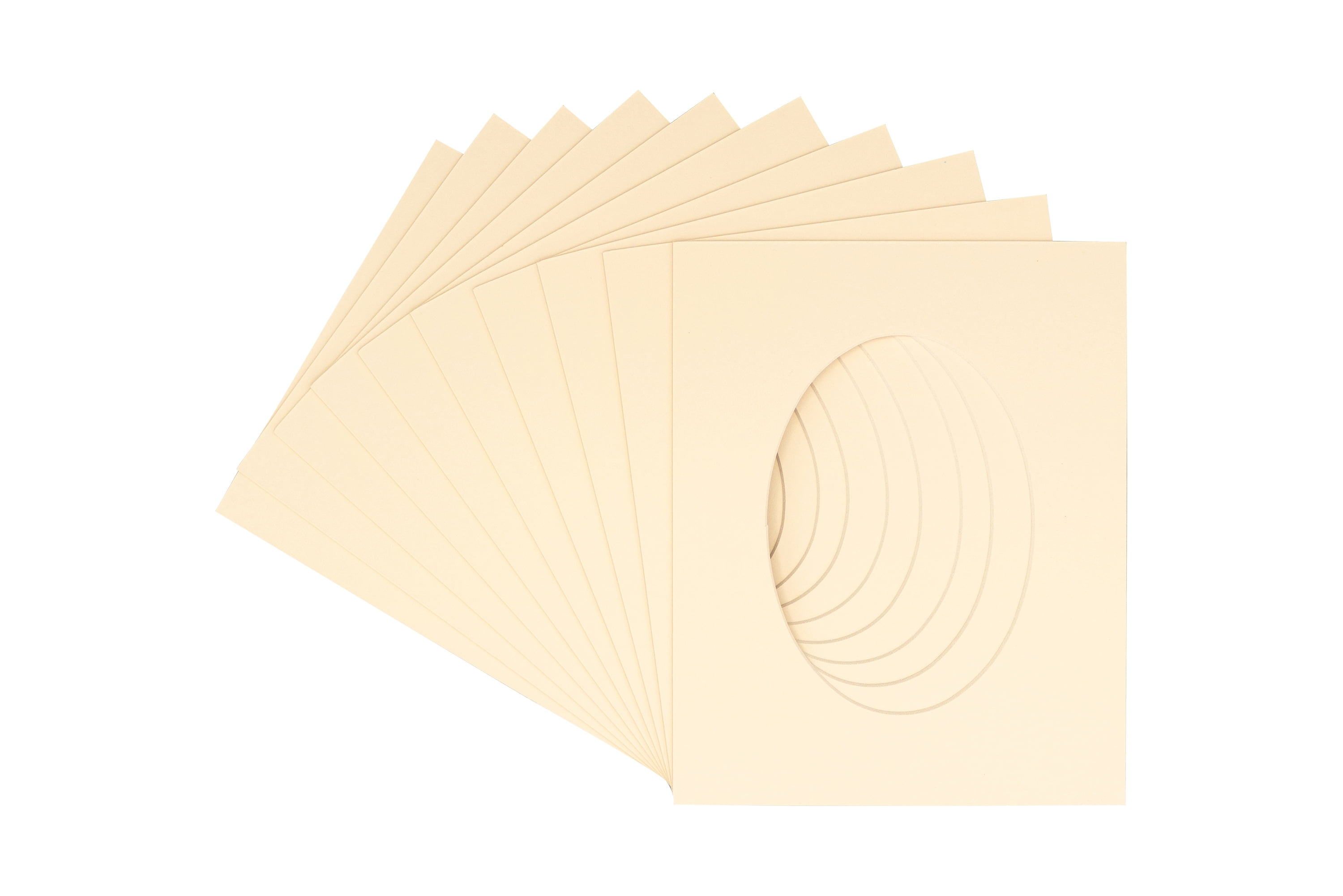 Cream Acid Free 6x7.5 Oval Picture Frame Mat with White Core Bevel Cut ...