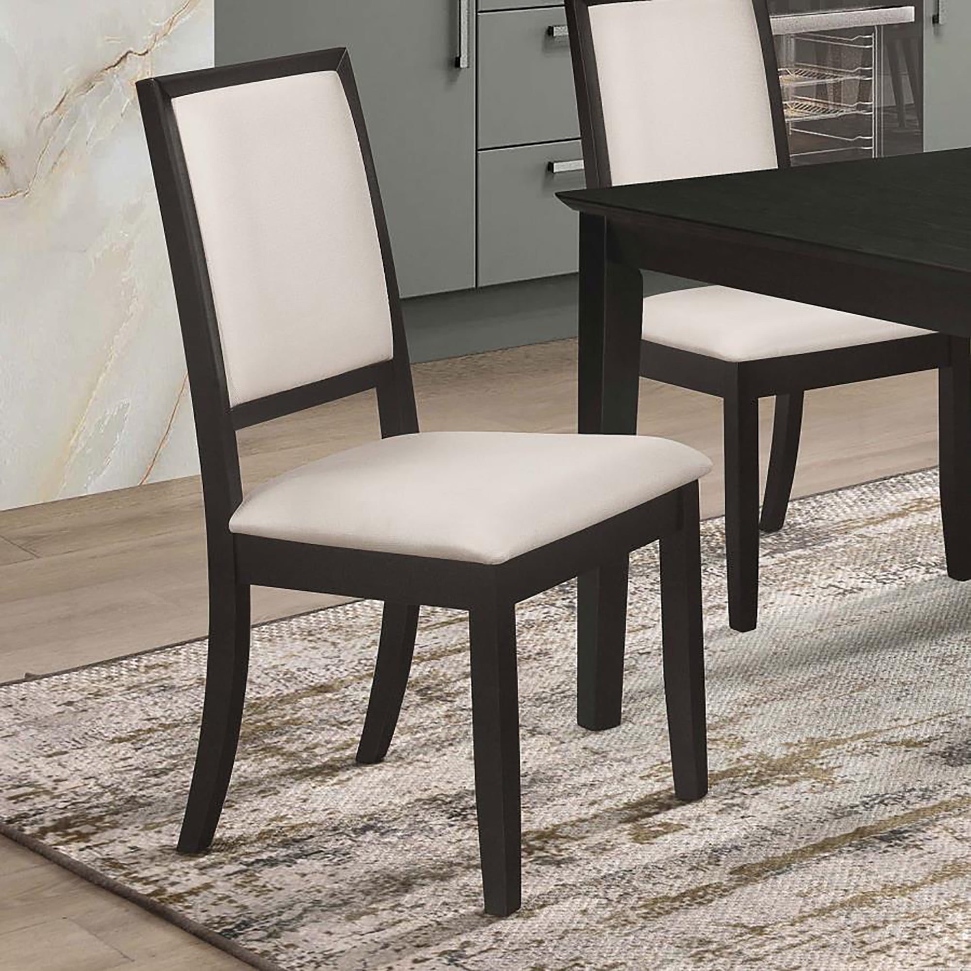 Cream and Black Upholstered Side Chairs (Set of 2) - Walmart.com