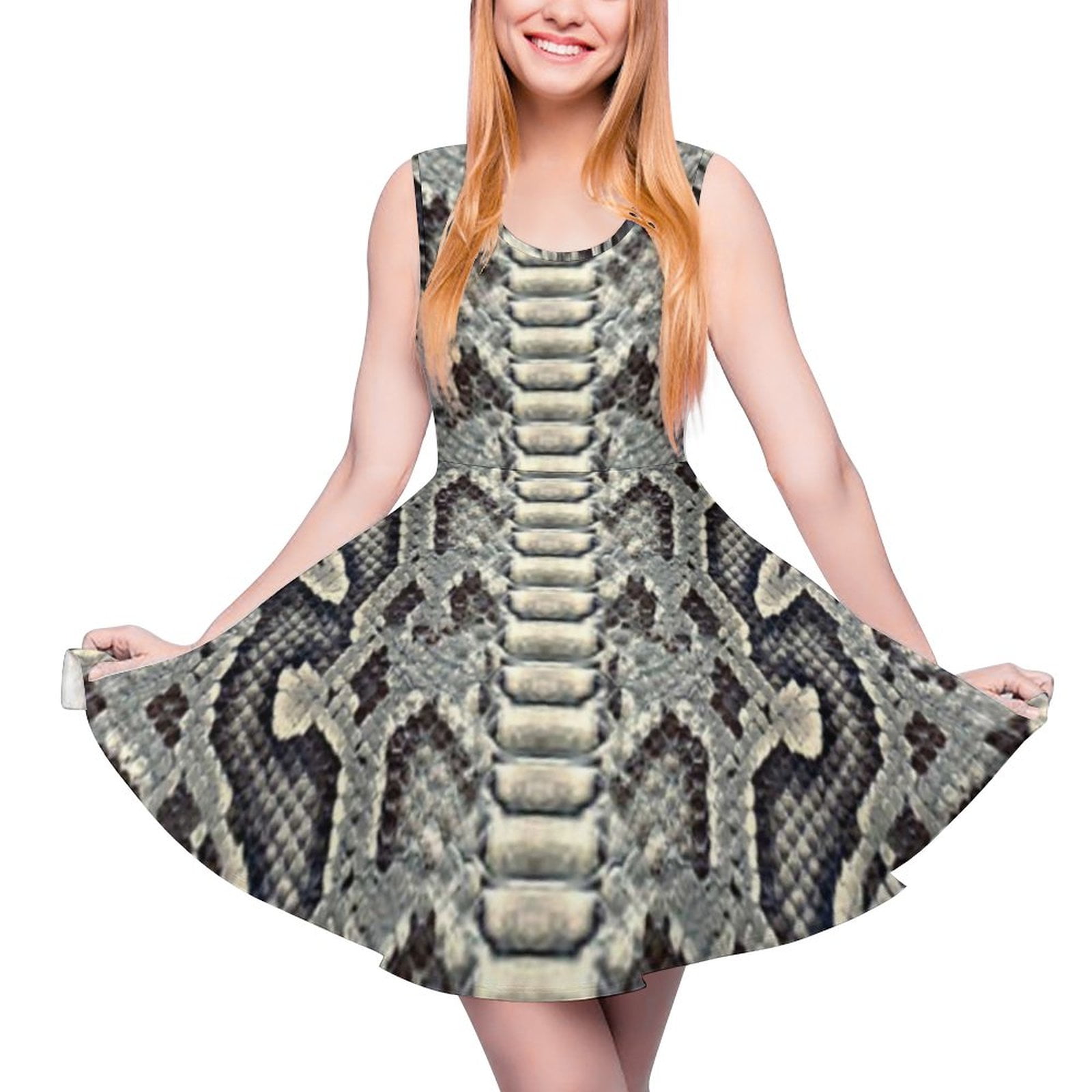 Cream And Grey Snakeskin Dress Snake Scales Print Club Dresses Womens ...