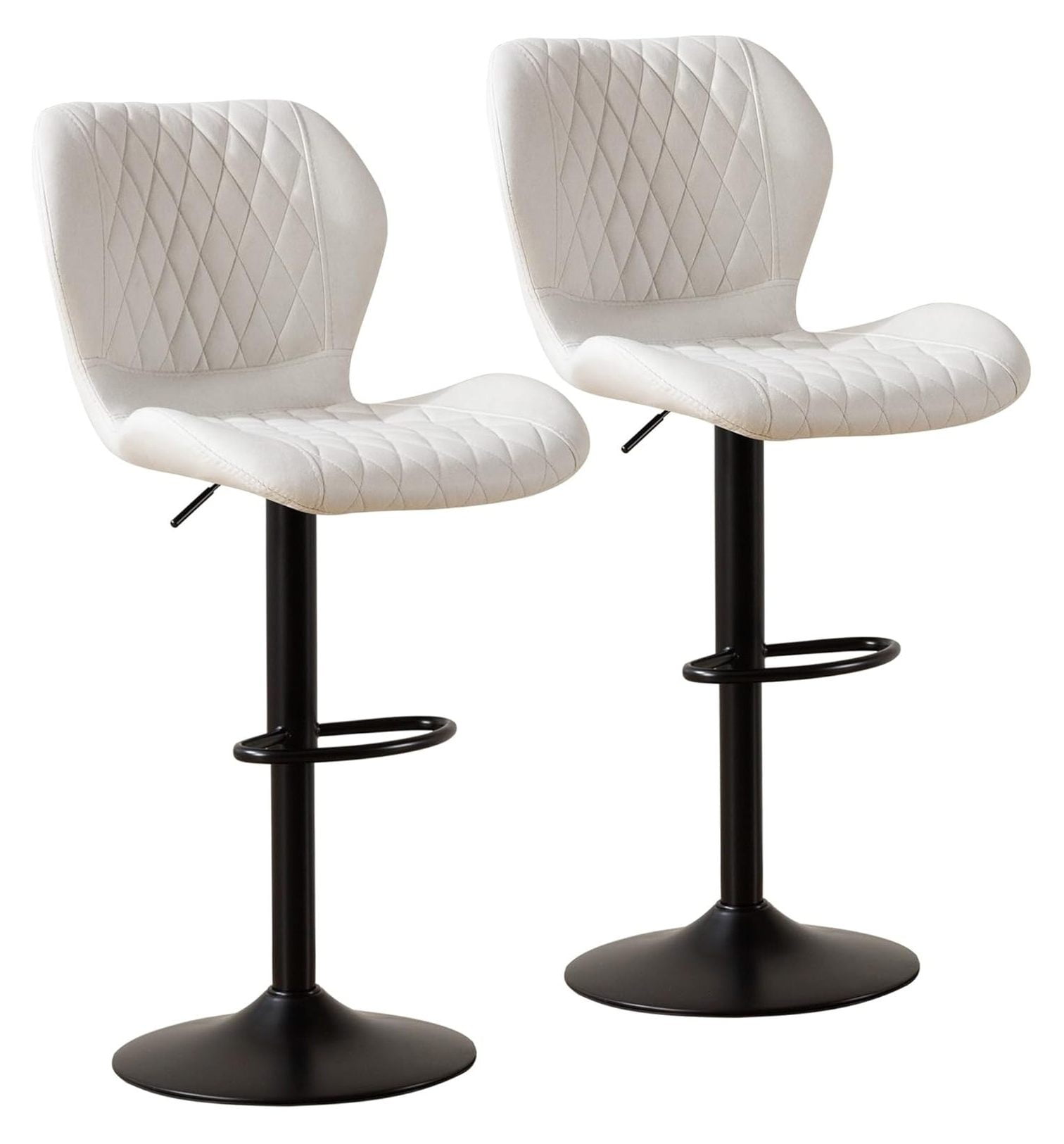 Cream Bar Stools Set of 2, Modern Swivel Counter Height Barstools for ...