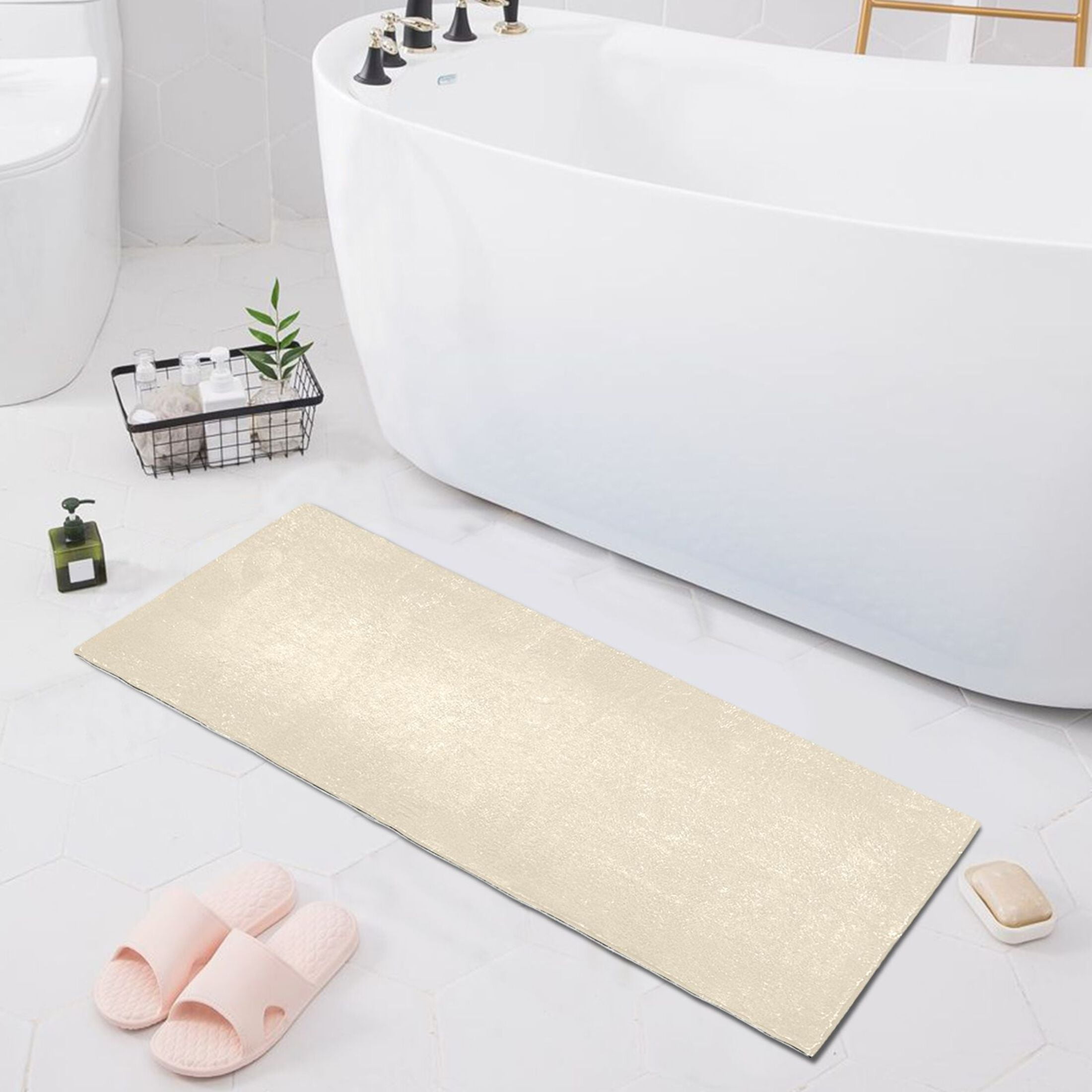 Cream Bath Mat 39x20 Non-Slip Bathroom Rugs Absorbent Soft Plush Quick ...