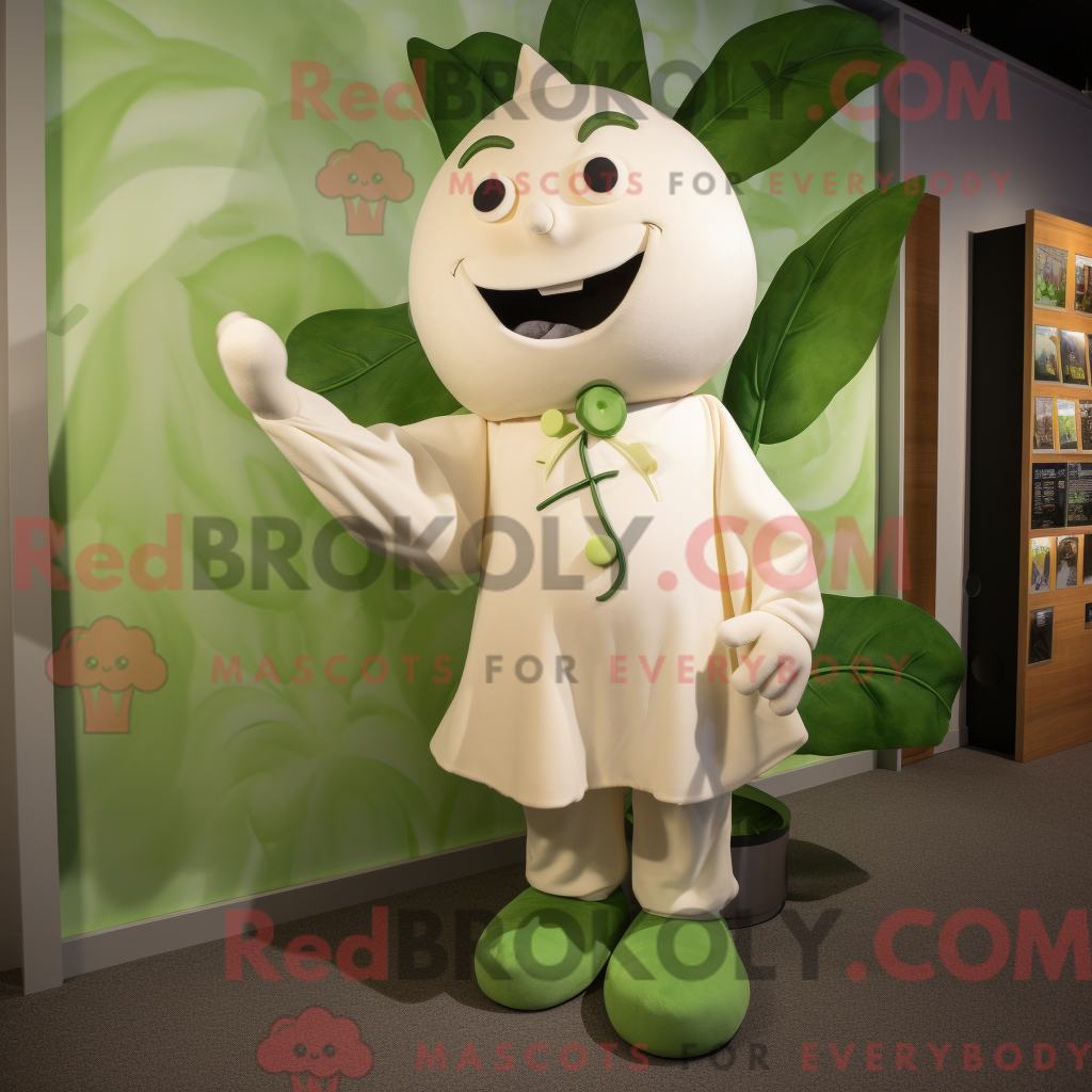 Cream Beanstalk REDBROKOLY mascot costume character dressed with a Rash ...
