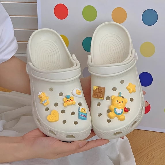 Cream Bear Croc Shoe Accessories, Shoe Charms, Shoe Buckles, DIY Cute ...