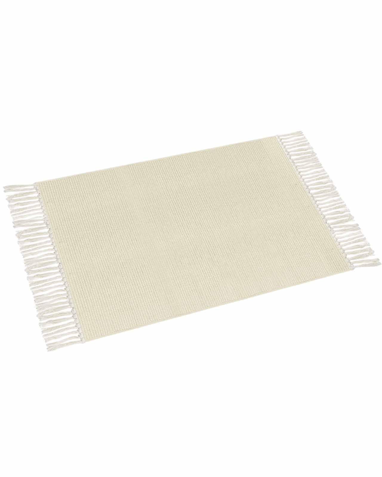 Cream Bedroom Rug 4'x6', Washable Woven Cotton Area Rug with Tassels ...