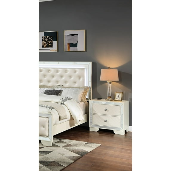 Cream Bedside Cabinet | Modern Bedroom Piece with 2 Drawers & Charging ...