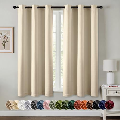 Cream Beige Blackout Curtains - Thermal Insulated Bedroom Curtains Room ...