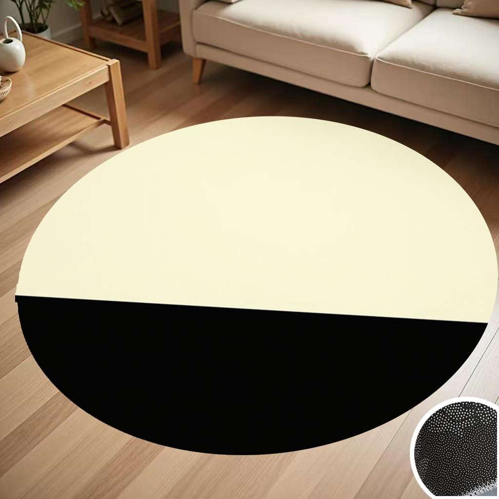 Cream Black Simple Bi Color Image Round Carpet Living Room Bedroom Home ...