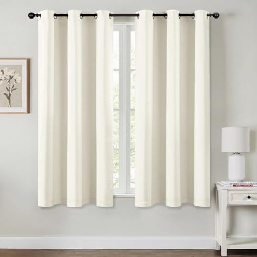 Cream Blackout Curtains for Bedroom Living Room 54 Inches Long 2 Panels ...