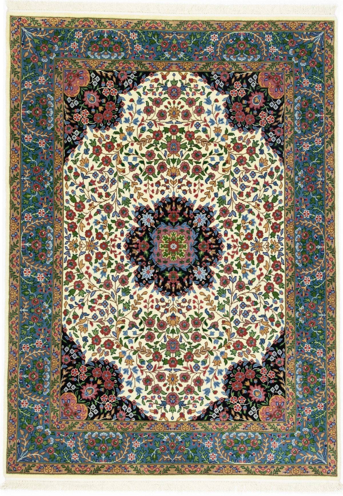Cream & Blue Floral 5X7 Kirman Oriental Rug - Walmart.com