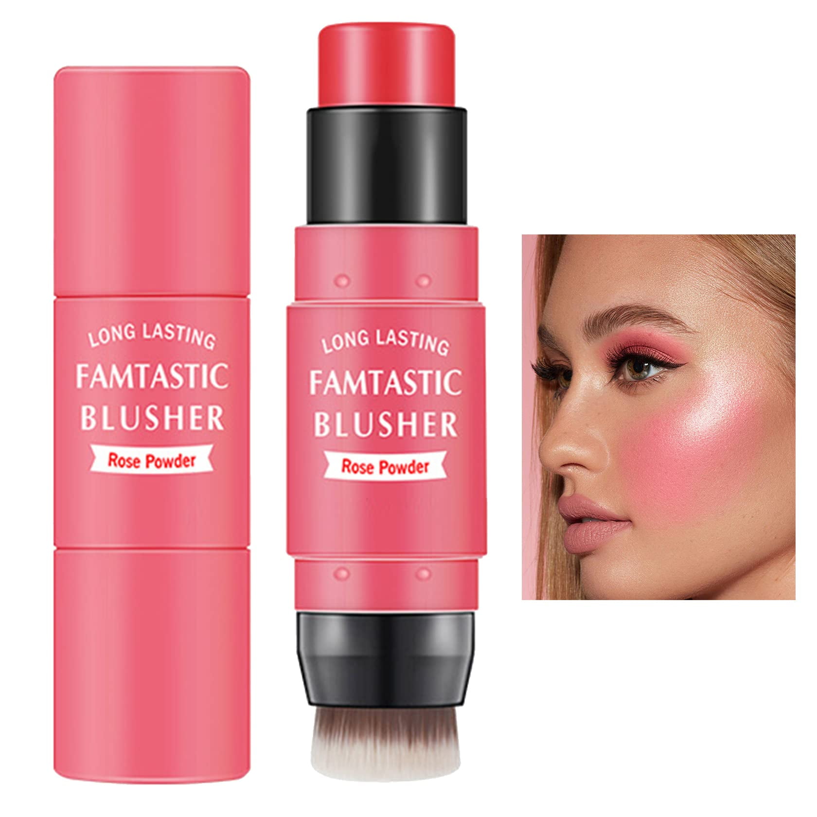 Cream Blush Stick with Brush,Waterproof Multi Cream Blush Stick Makeup ...