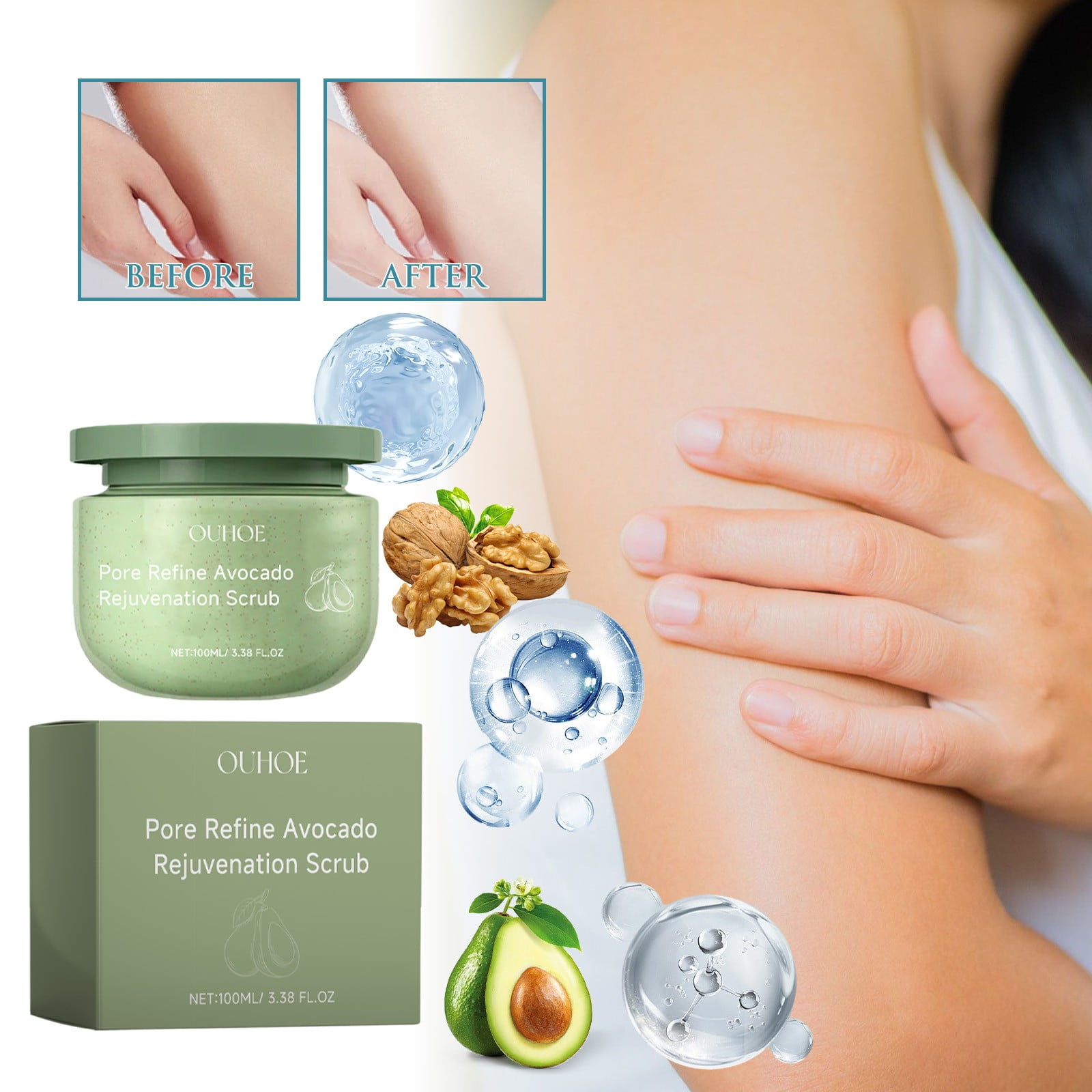 Cream Body Facial Scrub | Natural Exfoliating Face & Body Scrub | Gentle Exfoliator for Mature ...