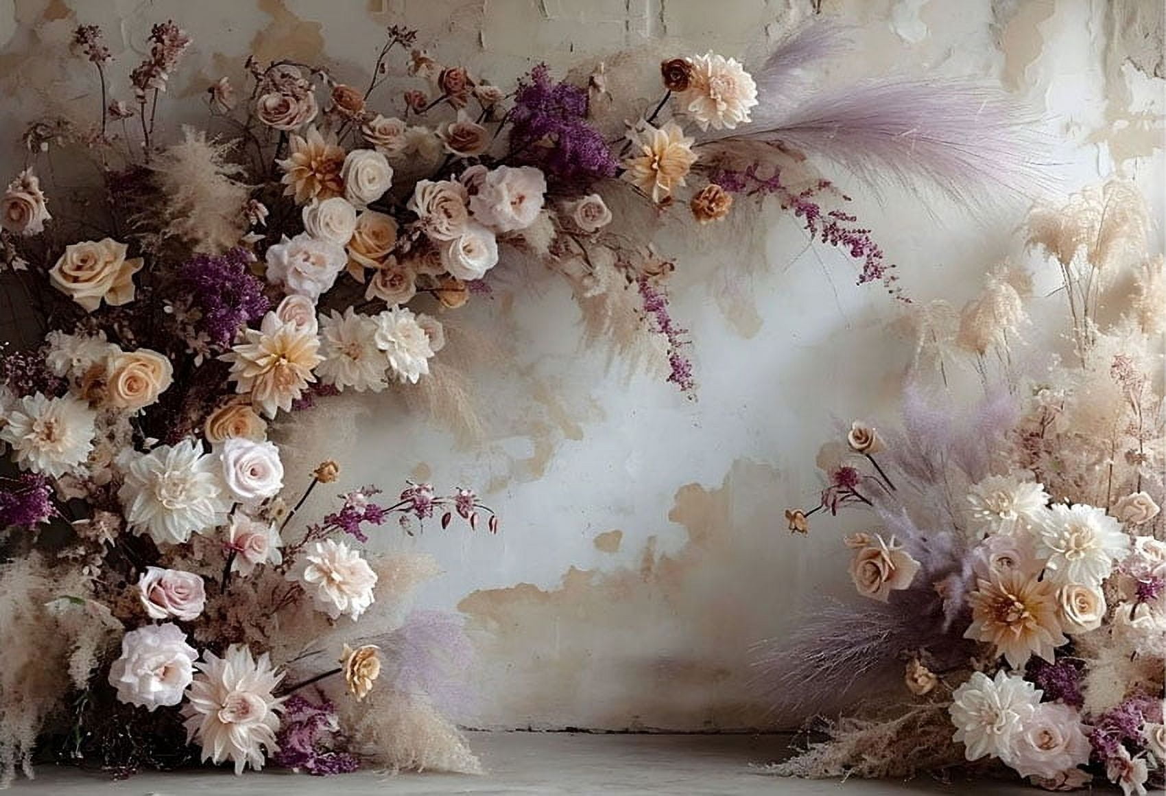 Cream Boho Pampas Floral Adult Birthday Wedding Maternity Portrait r ...