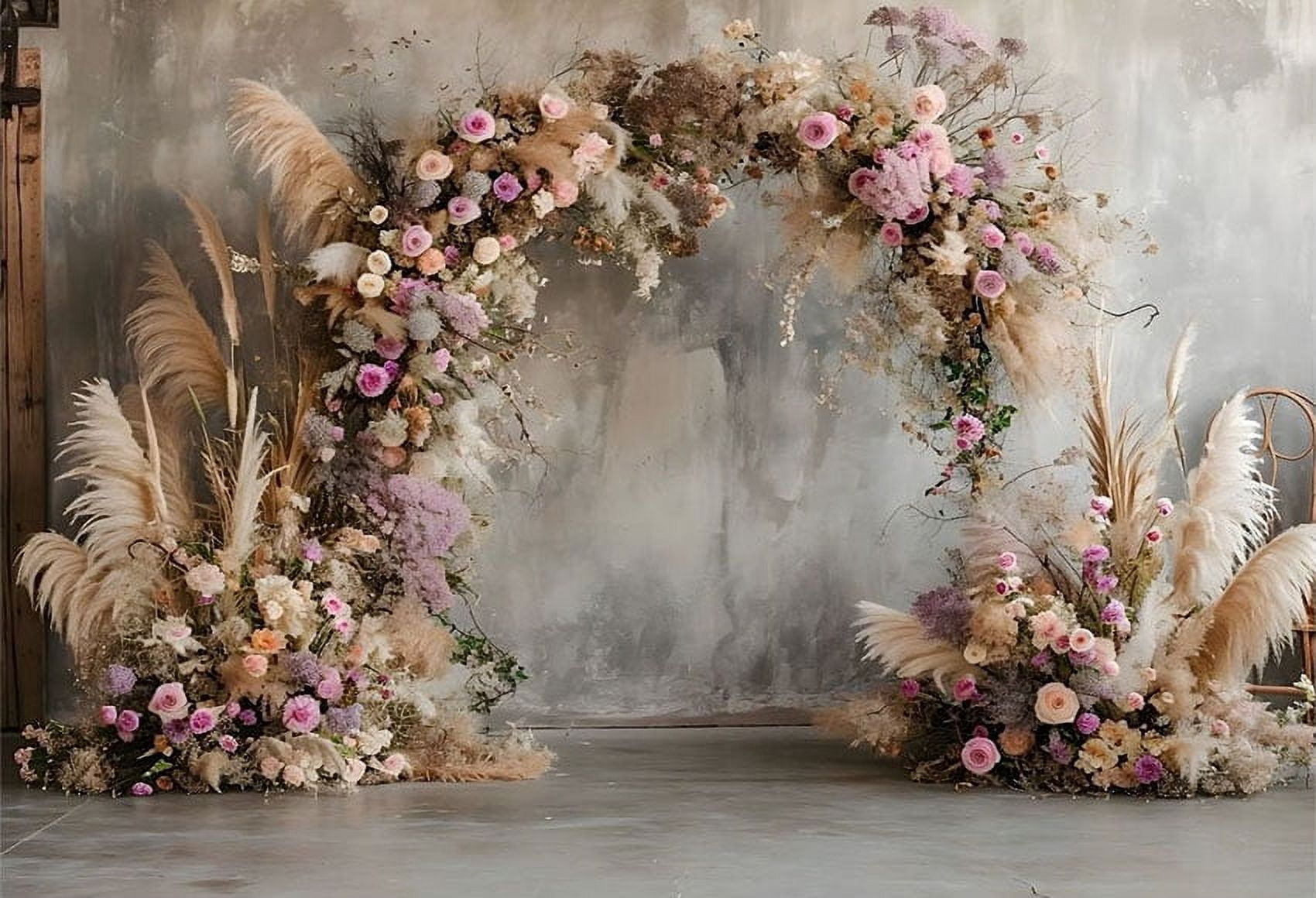 Cream Boho Pampas Floral Adult Birthday Wedding Maternity Portrait r ...