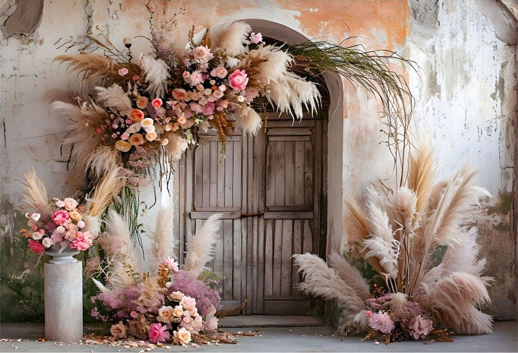 Cream Boho Pampas Floral Adult Birthday Wedding Maternity Portrait r ...