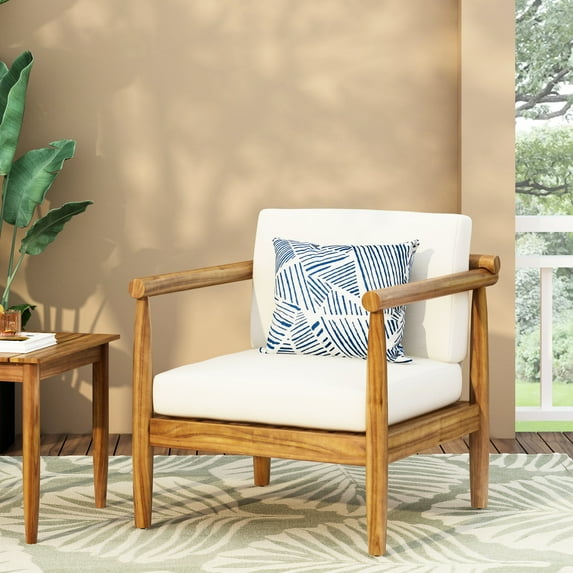 Cream and Brown Club Chair | Acacia Construction | Slat Seating Design ...