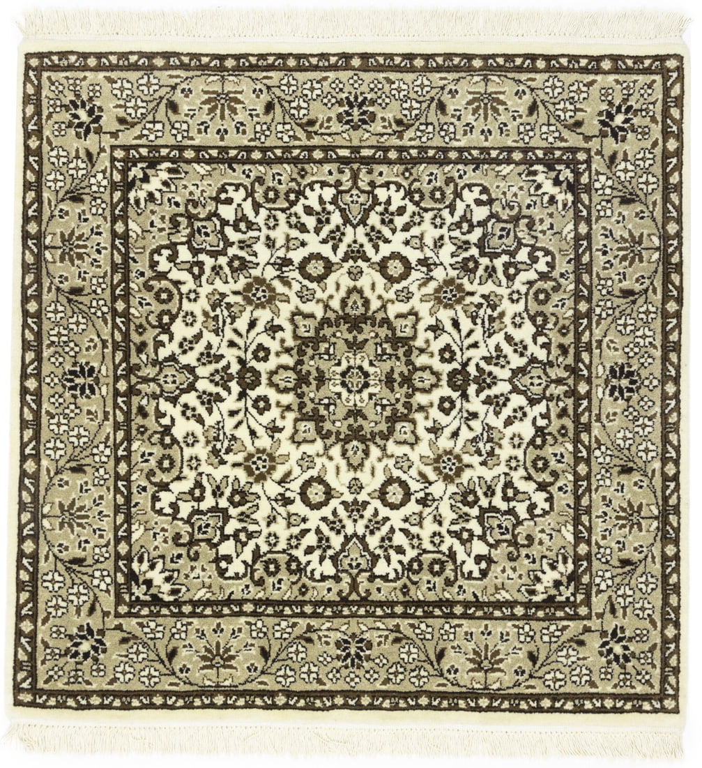 Cream Brown Floral 3X3 Kirman Oriental Square Rug - Walmart.com