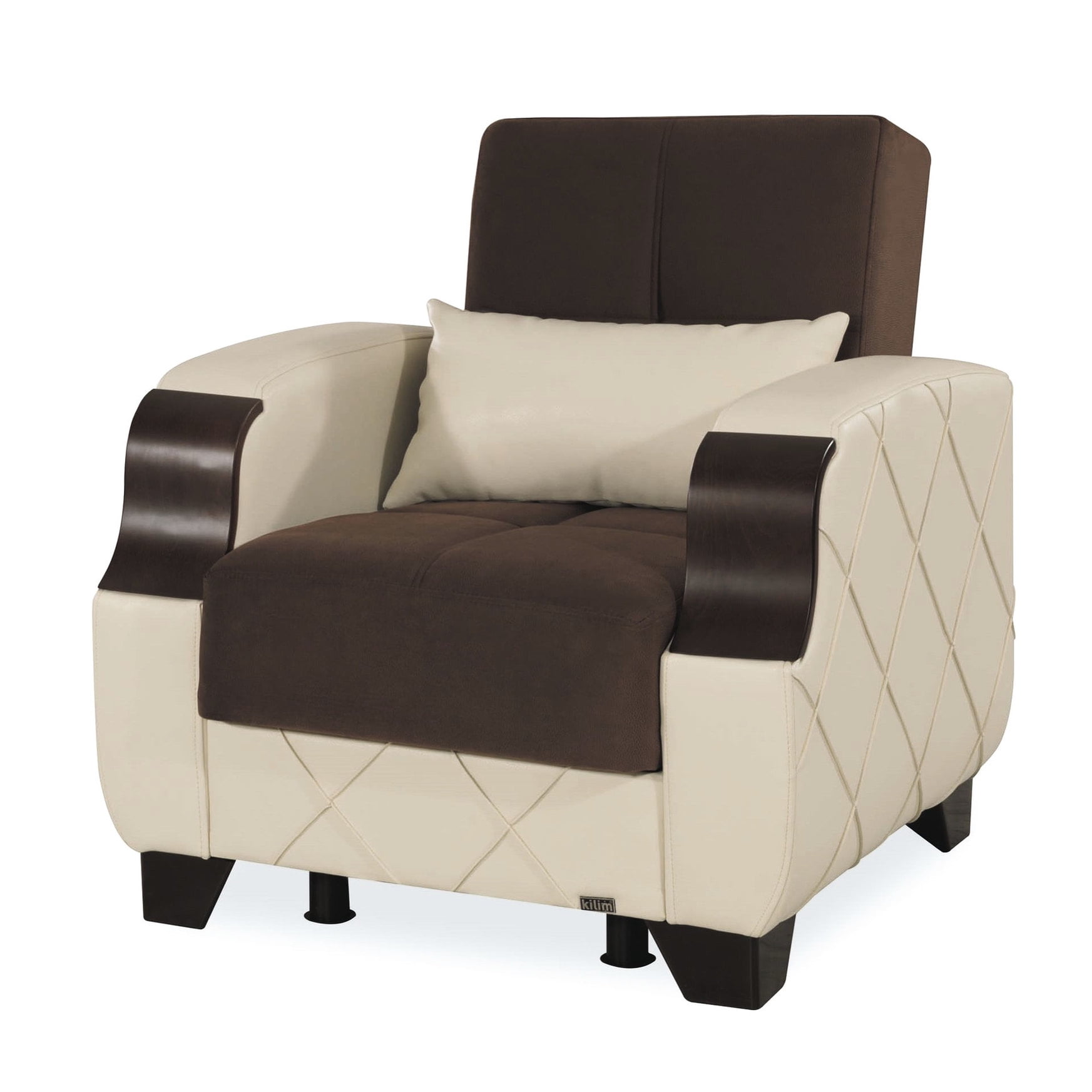 Cream + Brown Microsuede - Storage Feature - Small Home Spaces ...