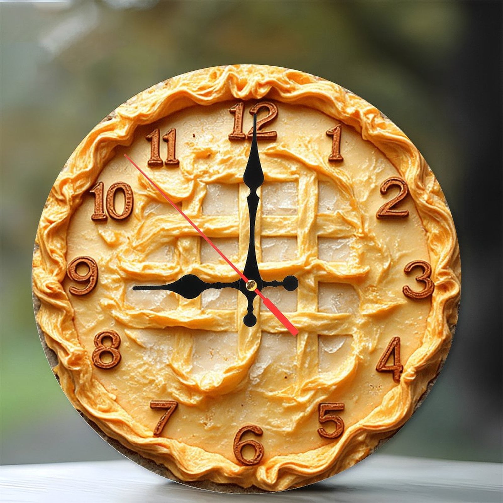 Cream Cake Wall Clock Decorative Pastry Clock 10-Inch Silent Wooden ...