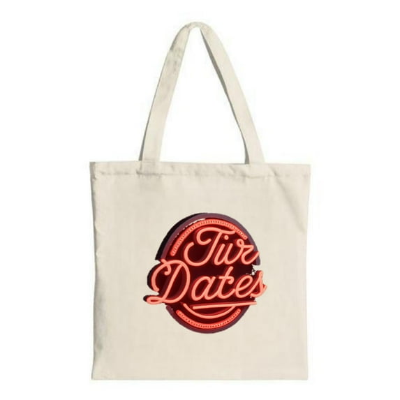 Cream Canvas Tote Bag with Red Neon ' Live Dates ' Cursive - Stylish ...
