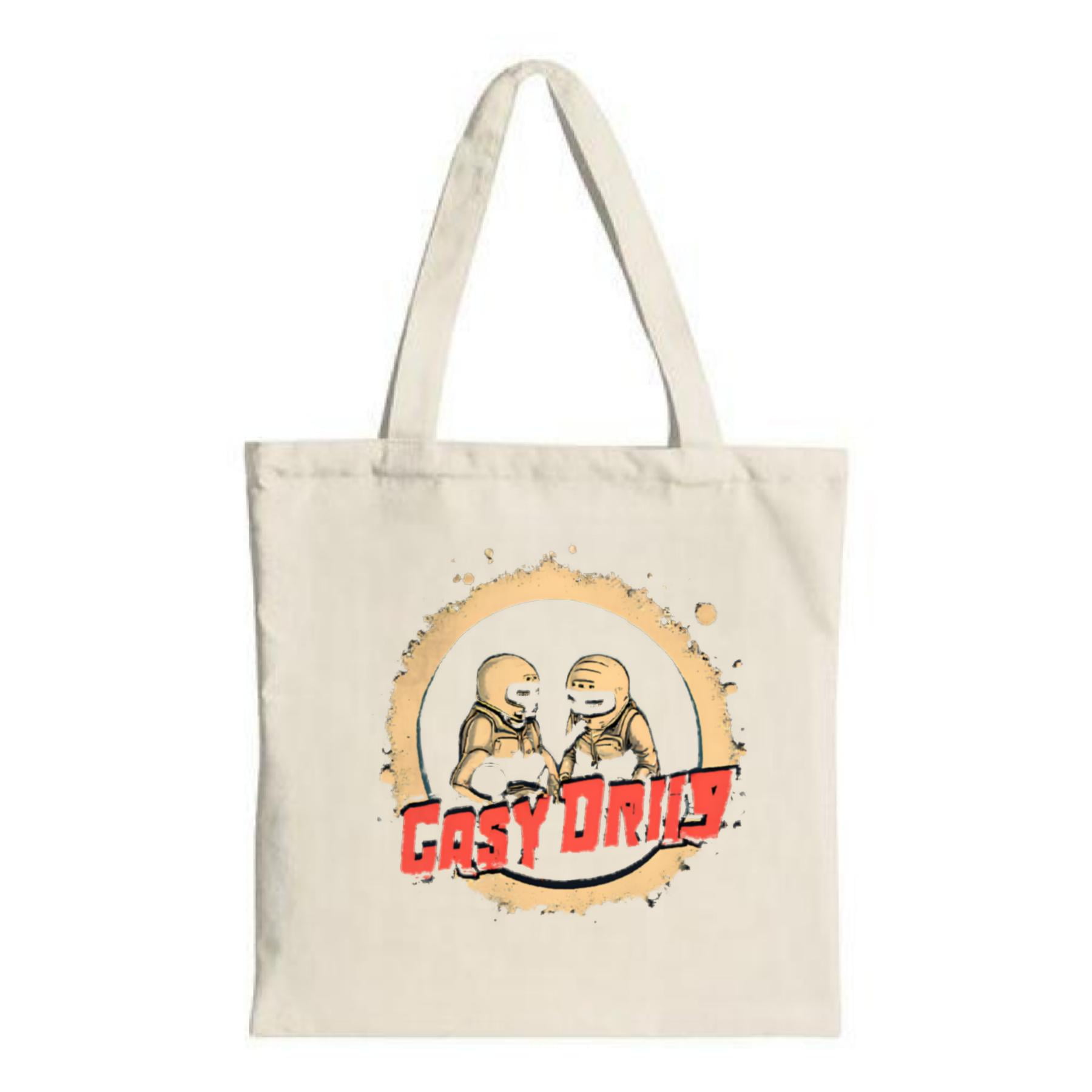 Cream Canvas Tote Bag with Retro Cartoon Space Characters ' CASY DRIP ...