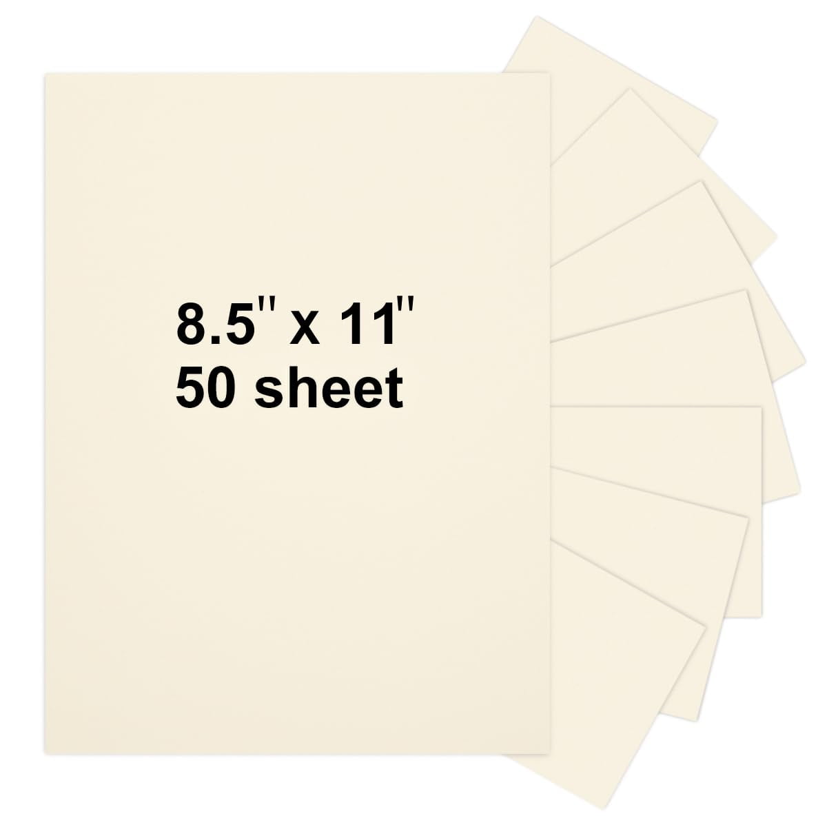 Cream Cardstock Paper, 50 Sheets 8.5 x 11 Heavyweight Cardstock Blank ...